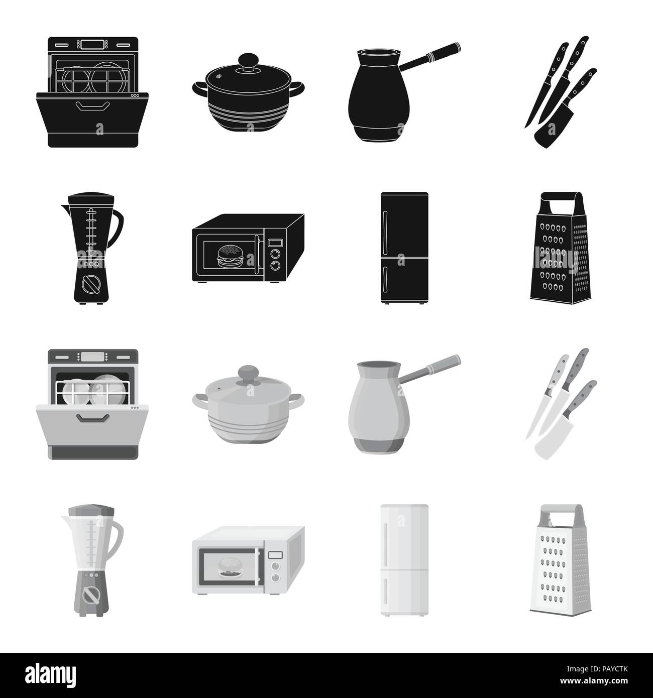 Kitchen equipment black,monochrome icons in set collection for design ...