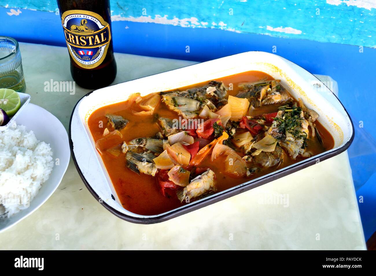 Sudado - Typical fish dish - Port in PUERTO PIZARRO. Department of ...