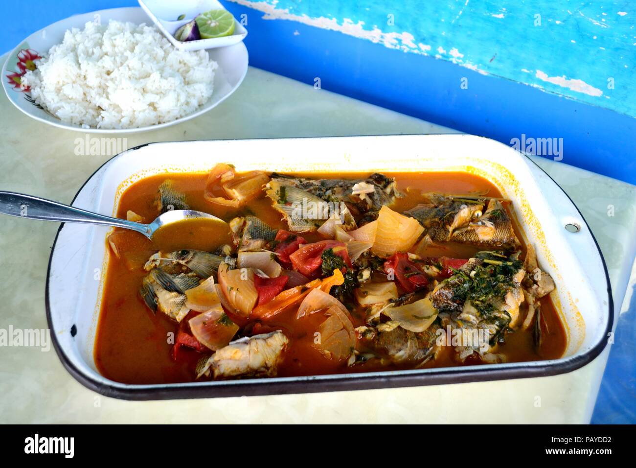 Sudado - Typical fish dish - Port in PUERTO PIZARRO. Department of ...