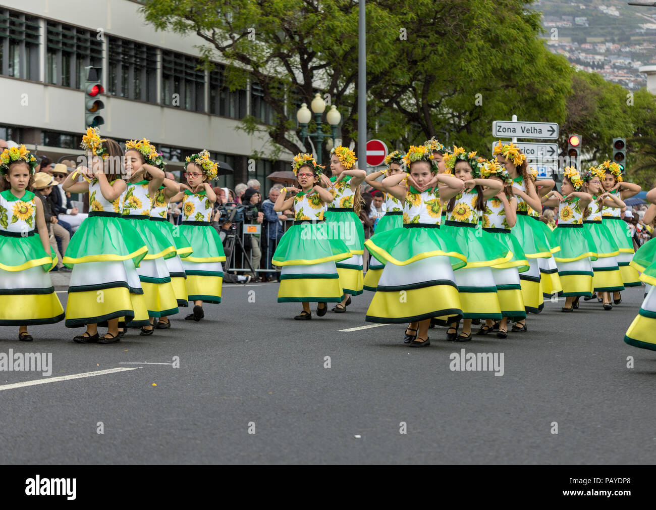 Funchal; Madeira; Portugal - April 22; 2018: A group of girls in ...