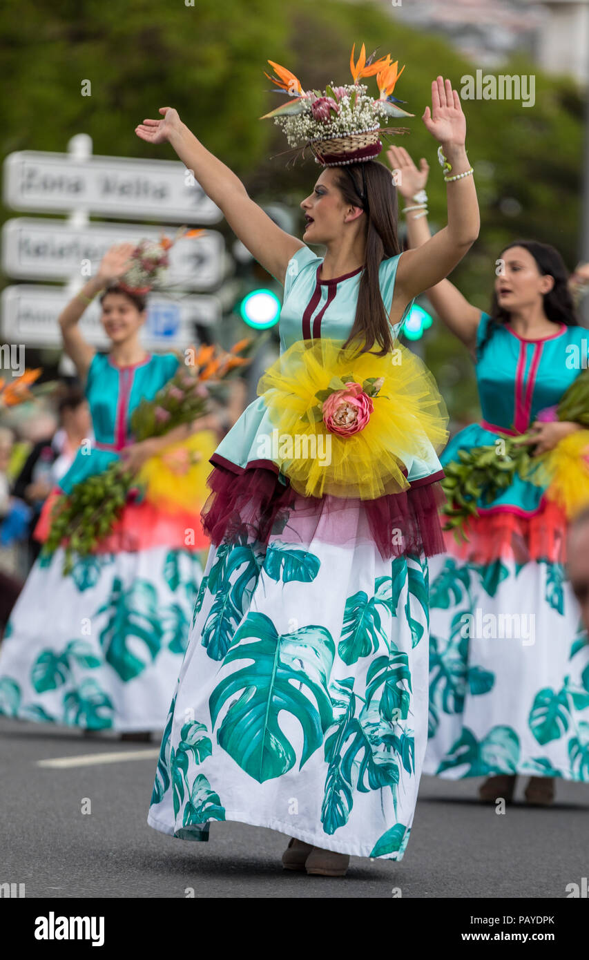 Funchal; Madeira; Portugal - April 22; 2018: A group of people in ...