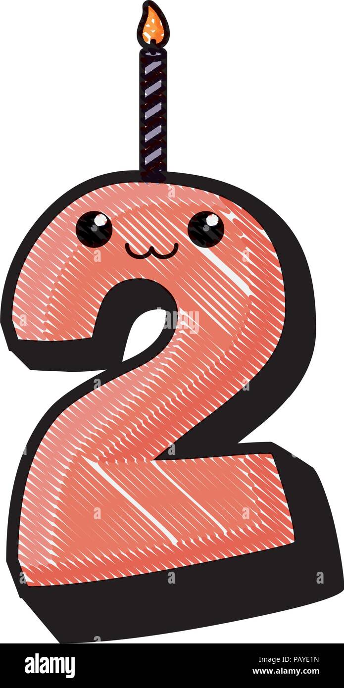 cute birthday number two icon over white background, vector ...