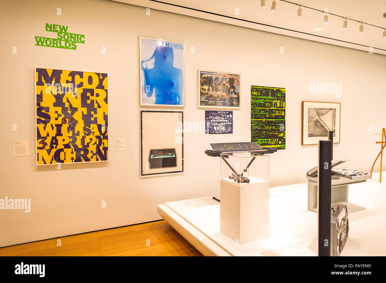 NEW YORK, USA - OCT 8, 2015: Music exhibition at the Museum of Modern Art (MoMA), an art museum ...