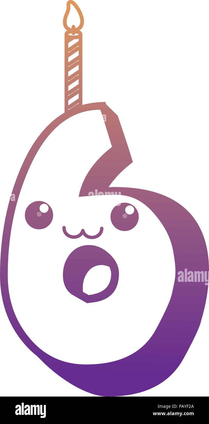 cute birthday number six icon over white background, vector ...