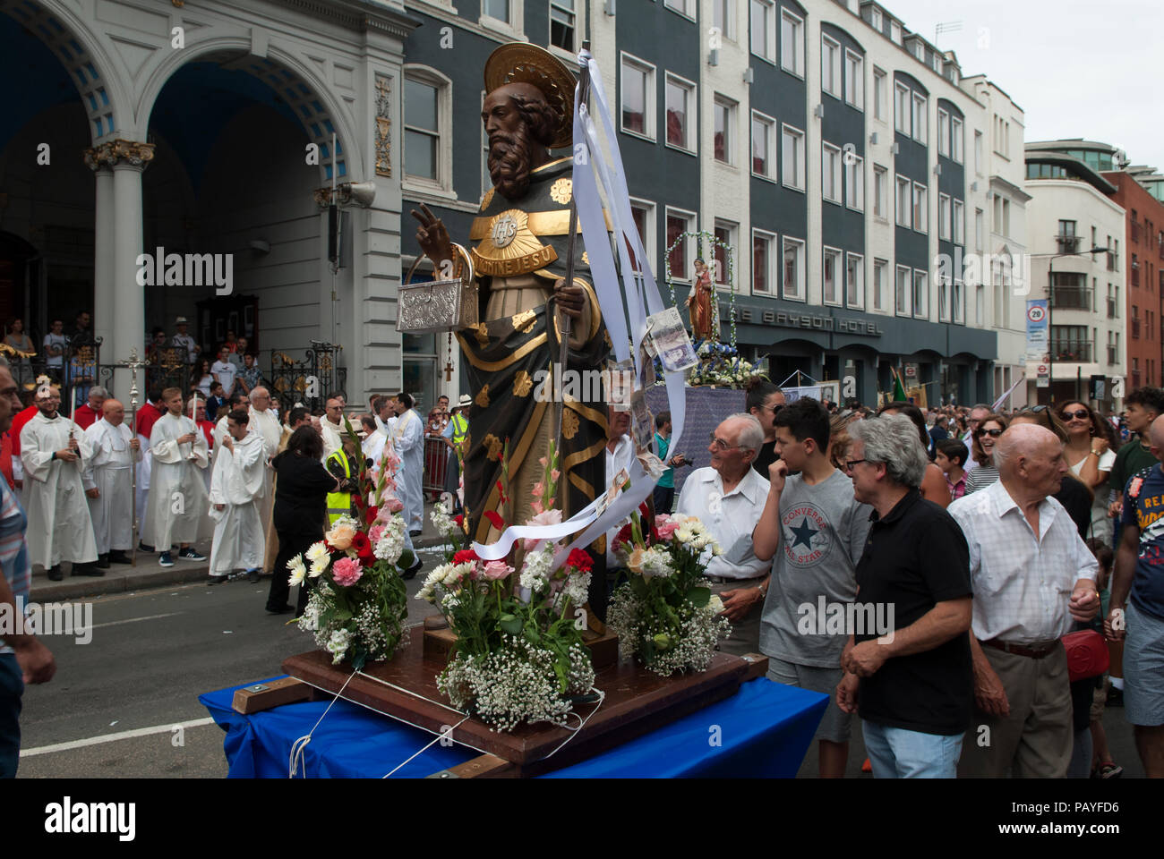 Catholic procession UK. Honour of Our Lady of Mount Carmel. The Italian ...