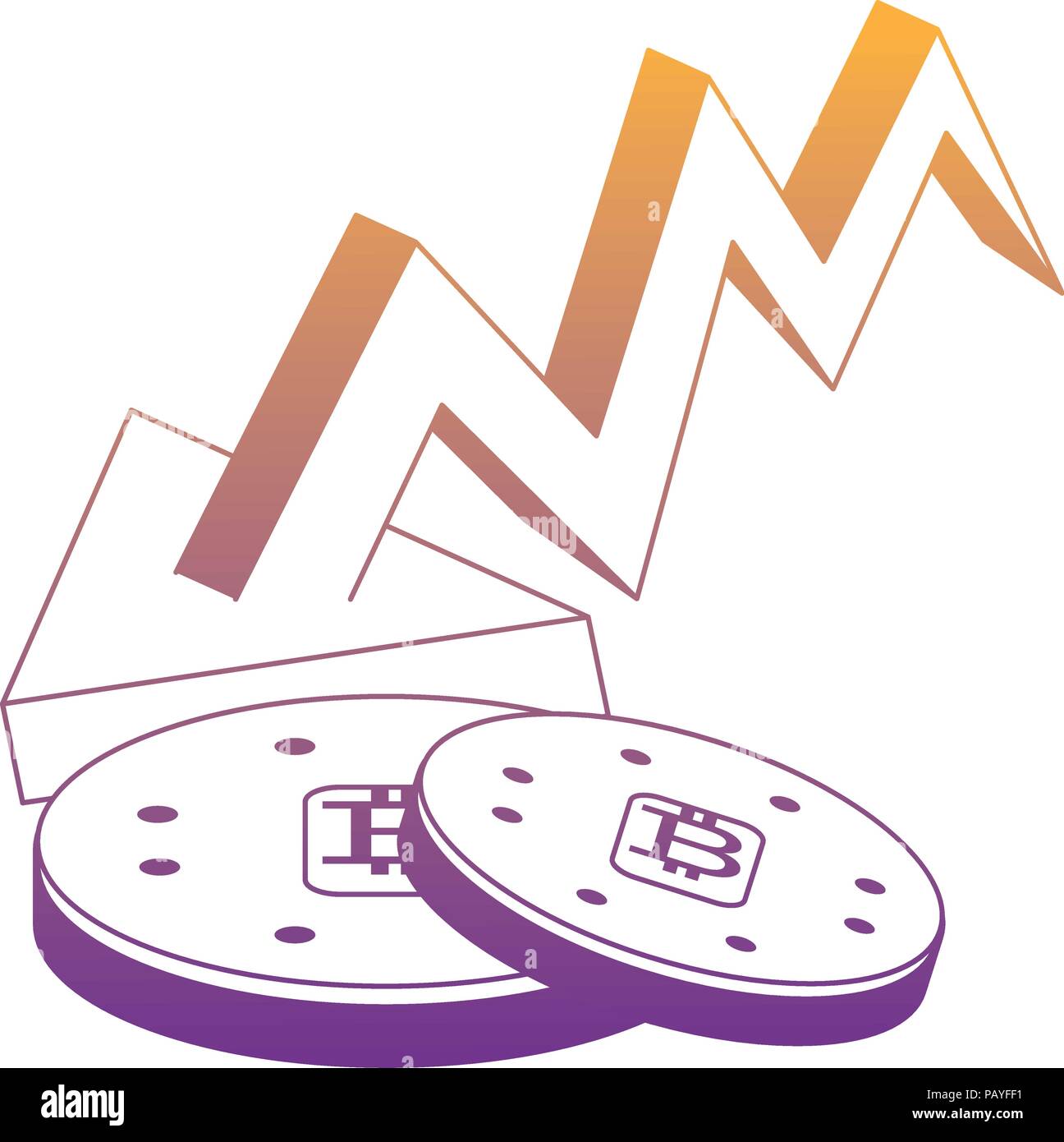 financial arrow and cryptocoins icon over white background, vector ...