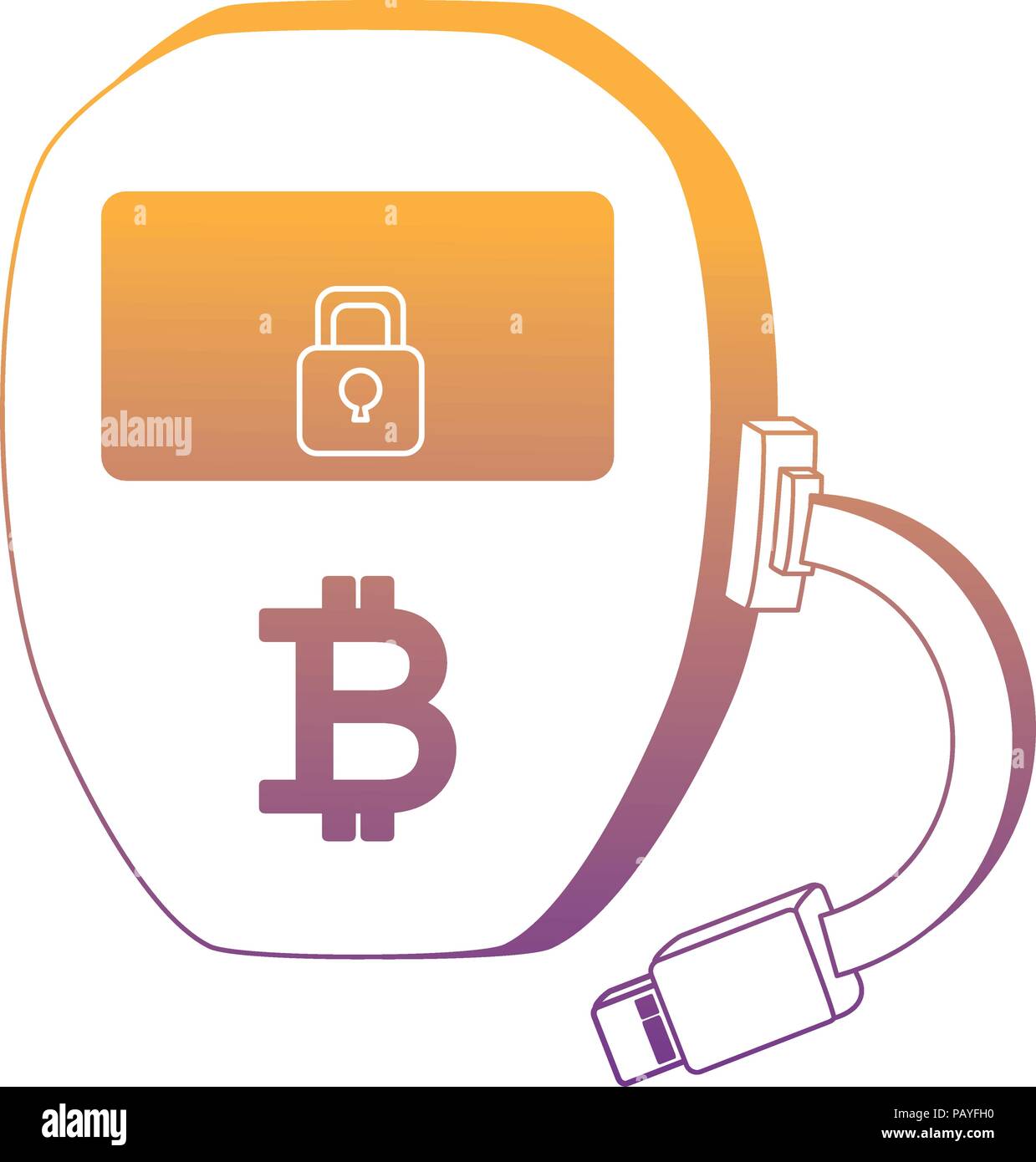 Bitcoin Hardware Wallet icon over white background, vector illustration ...