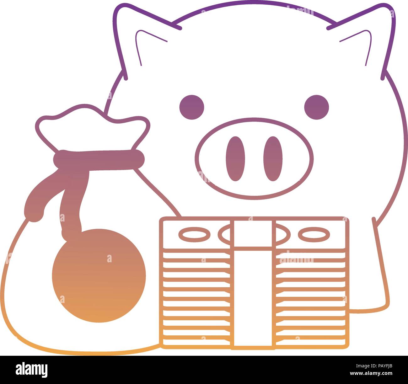 piggy bank and money bills and sack icon over white background, vector ...