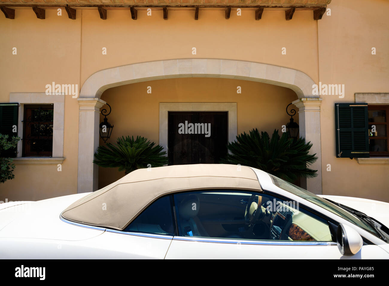 Entrance to the house with the car on the foreground Stock Photo - Alamy
