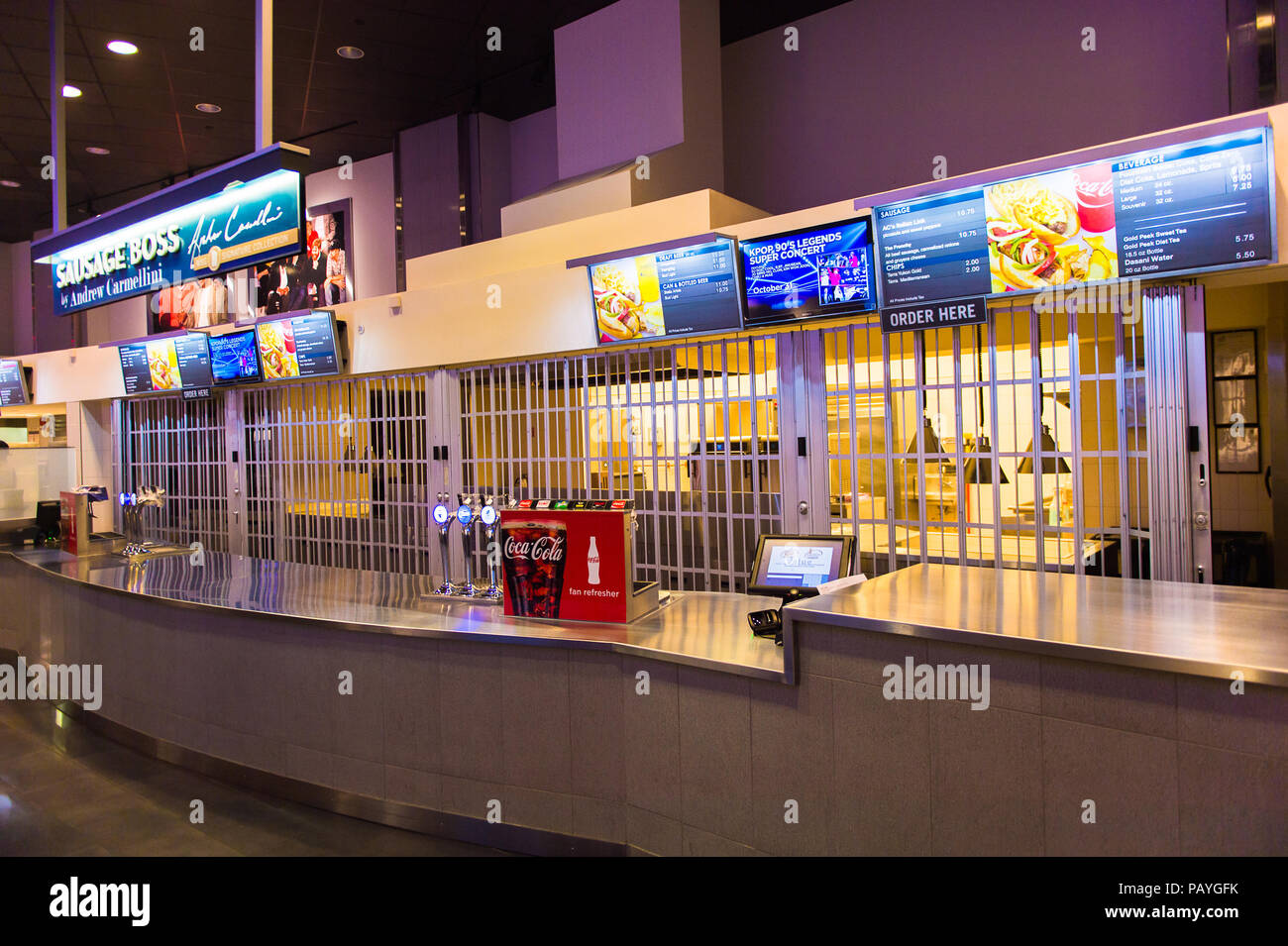 NEW YORK, USA - OCT 8, 2015: Sausage boss at the Food court at the ...