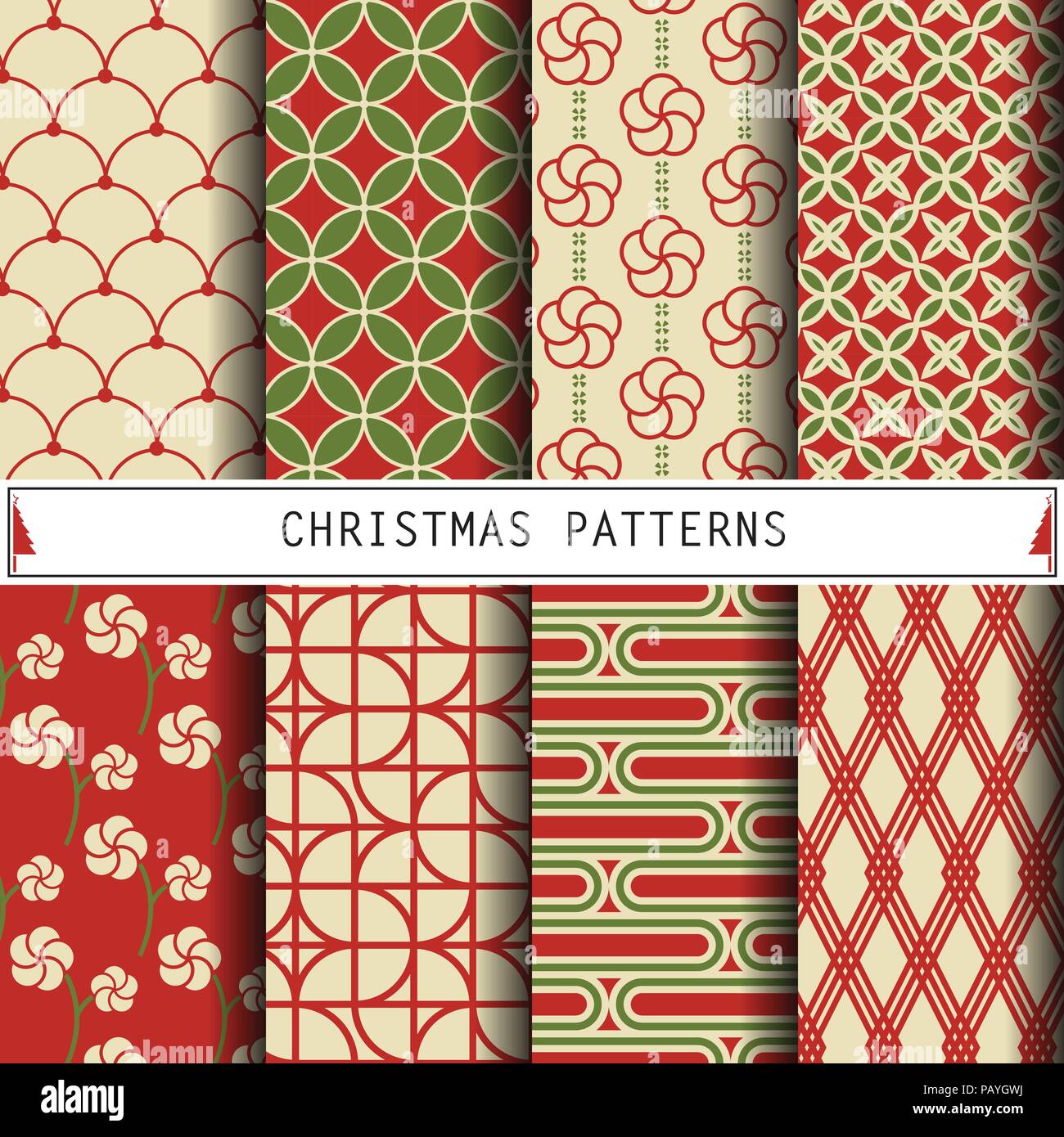 Christmas Geometric Patterns. Set of winter holiday backgrounds Stock ...
