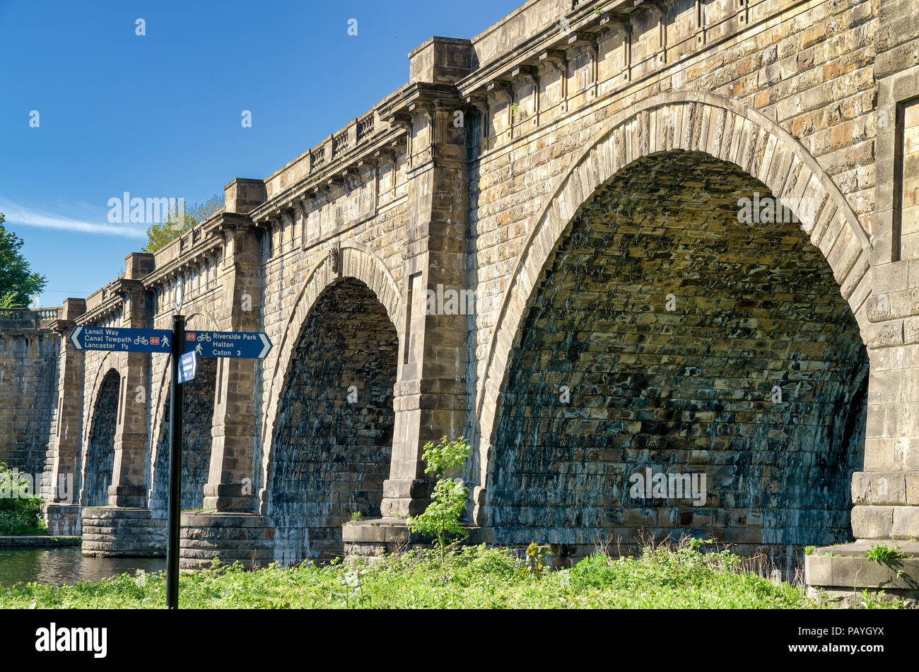 Close up of the Lune aqueduct, which carries the Lancaster canal over ...
