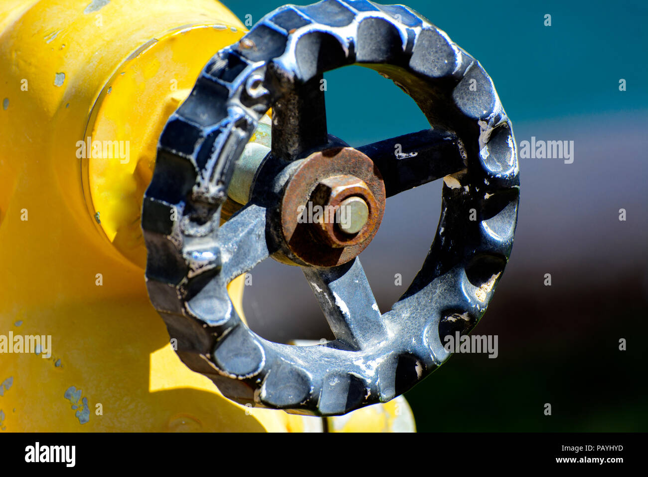 Yellow fire hydrant connections. Fire hydrant or fire pump, represents ...