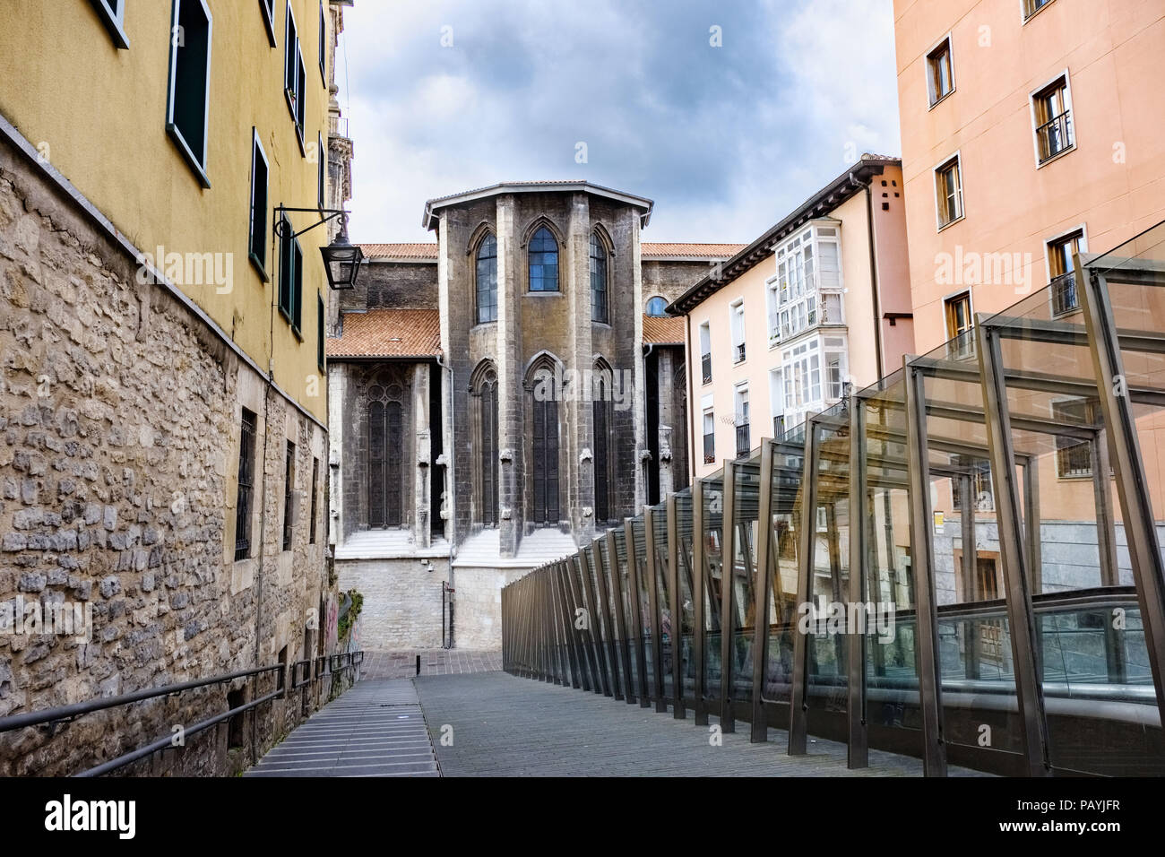 Part of the facade of the church of San Pedro from the street called ...