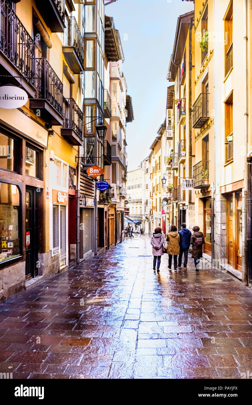 Alava, Spain. April 23, 2018: Commercial street in the center of the ...