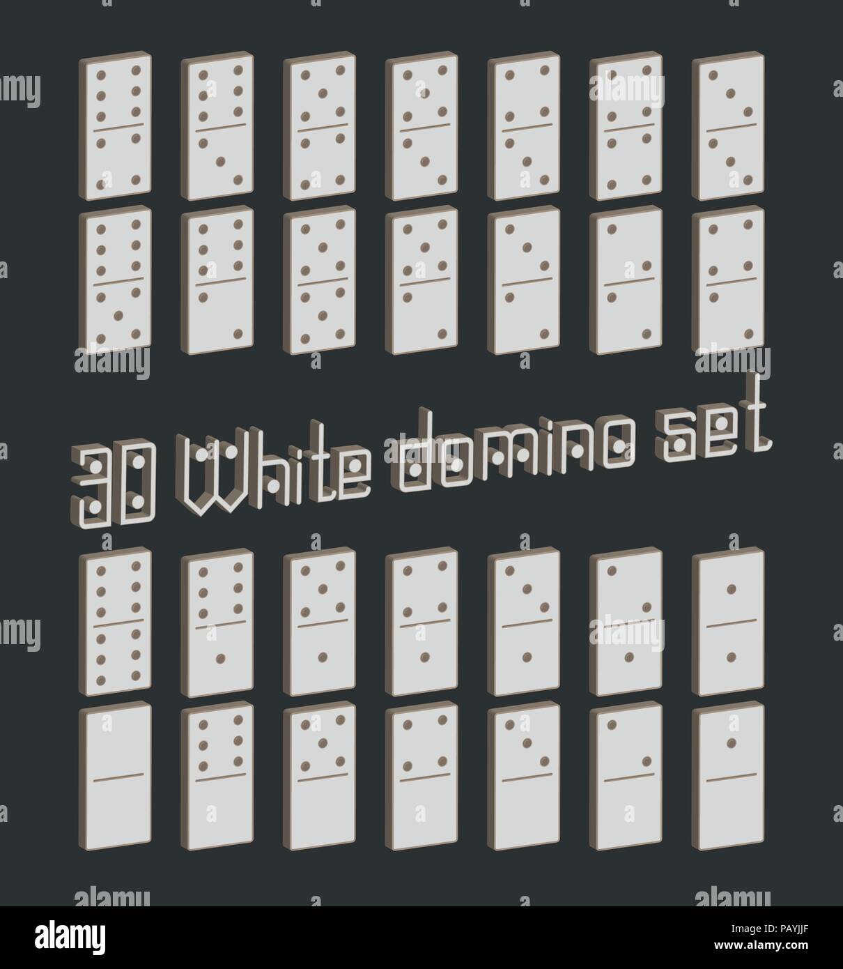 Realistic Dominoes full set 28 3D flat pieces for game . White ...