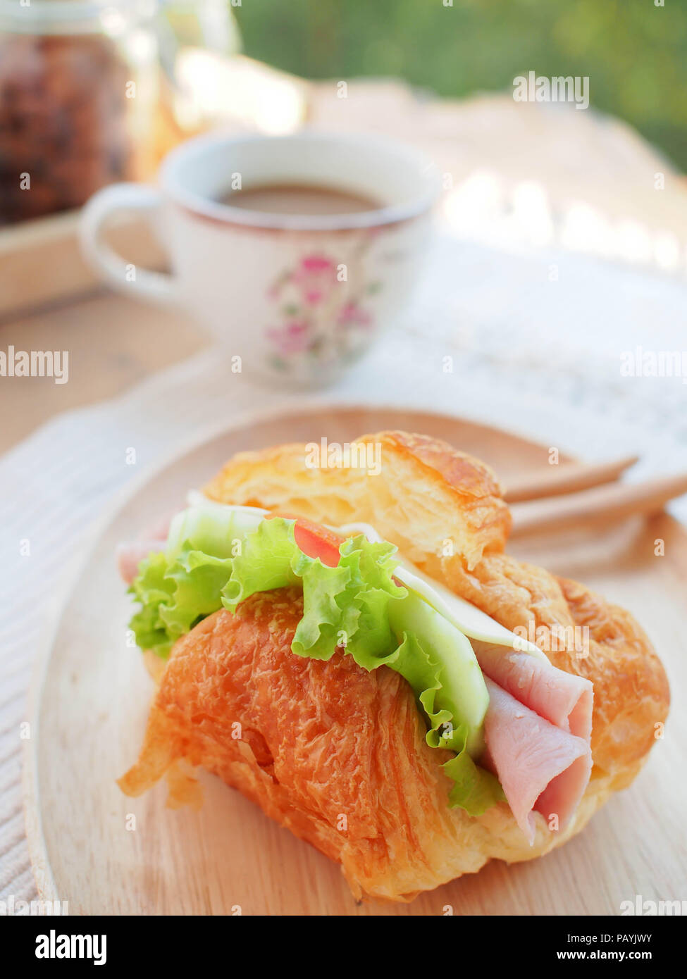happy breakfast in fresh morning Stock Photo - Alamy