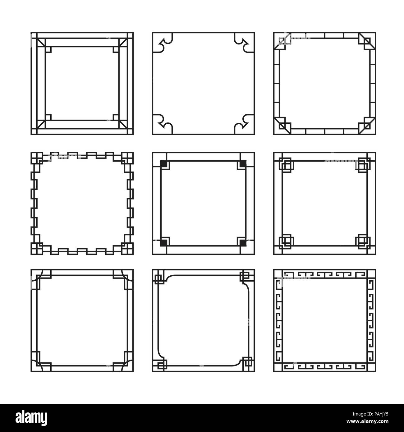 Asian frame ornament, pattern brush ,korean, chinese, japanese vector ...