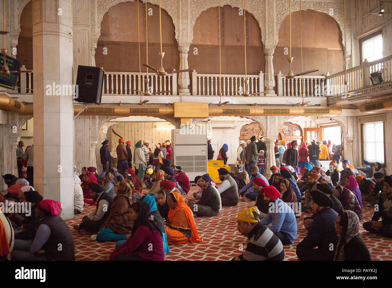 DELHI, INDIA - JAN 18, 2016: Interior of the Gurdwara Bangla Sahib, is ...