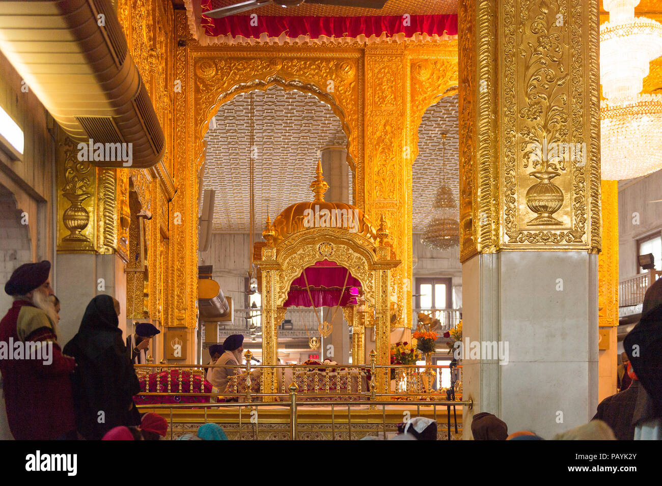DELHI, INDIA - JAN 18, 2016: Interior of the Gurdwara Bangla Sahib, is ...