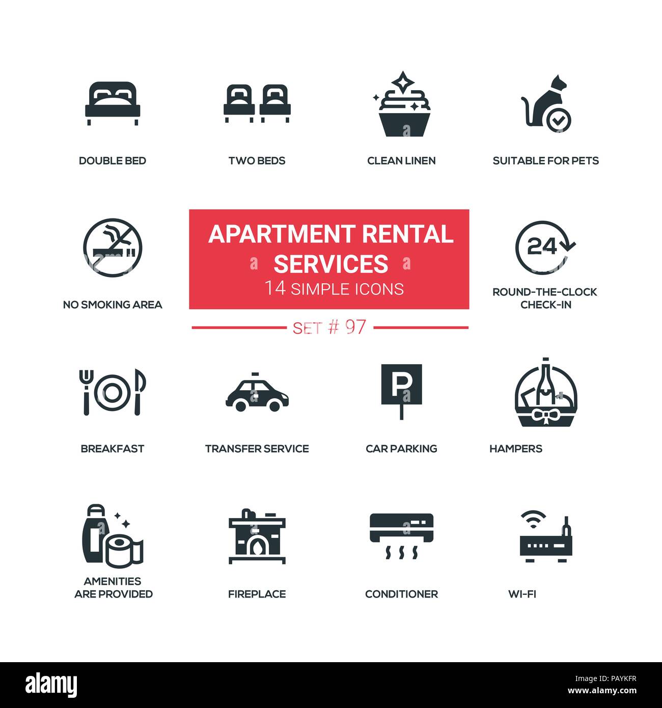 Apartment rental service - flat design style icons set Stock Vector ...