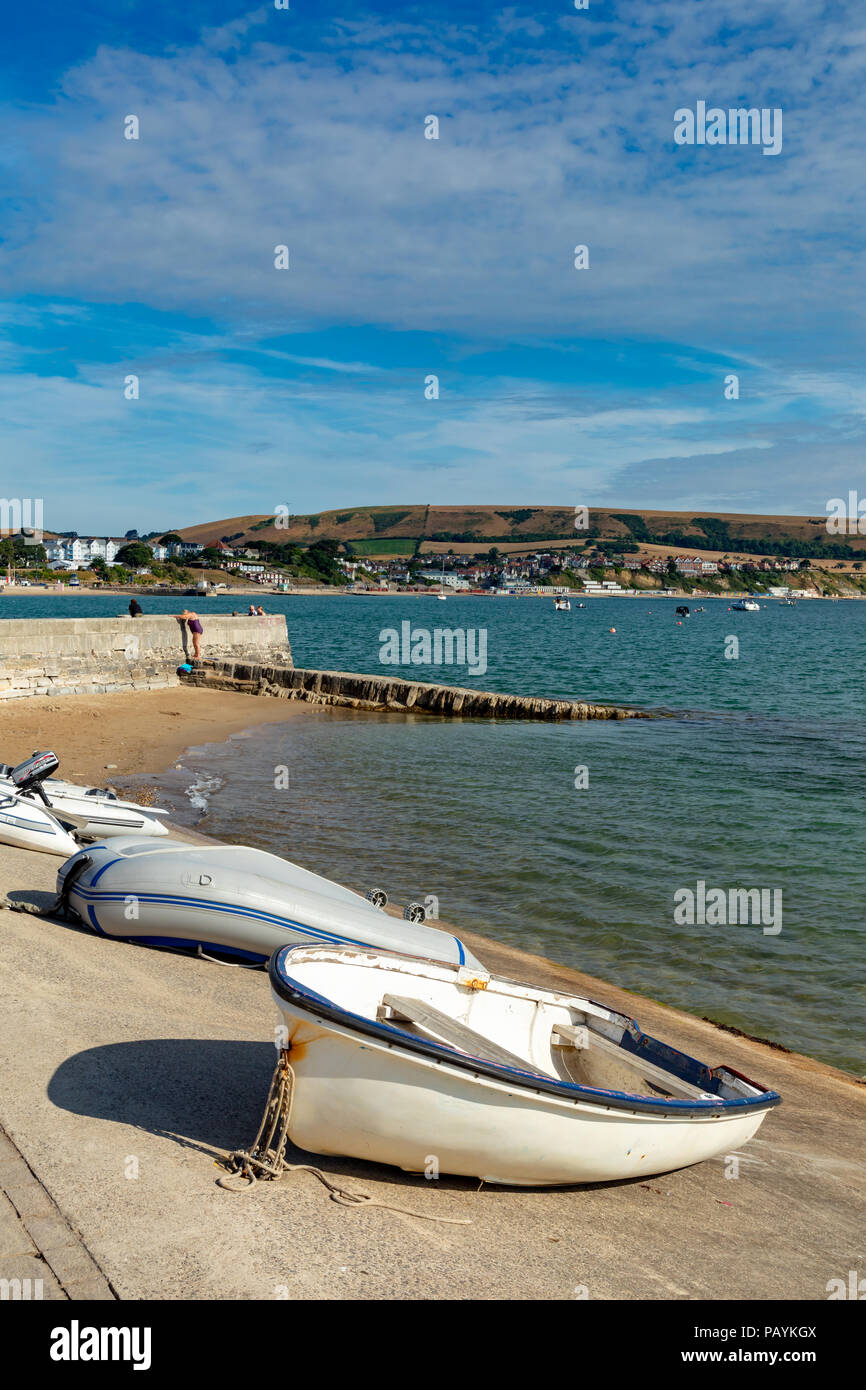 Swanage Dorset England July 25, 2018 Boats on a slipway Stock Photo - Alamy
