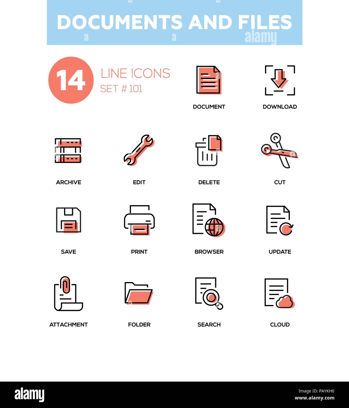 Documents and files - modern line design icons set Stock Vector Image ...