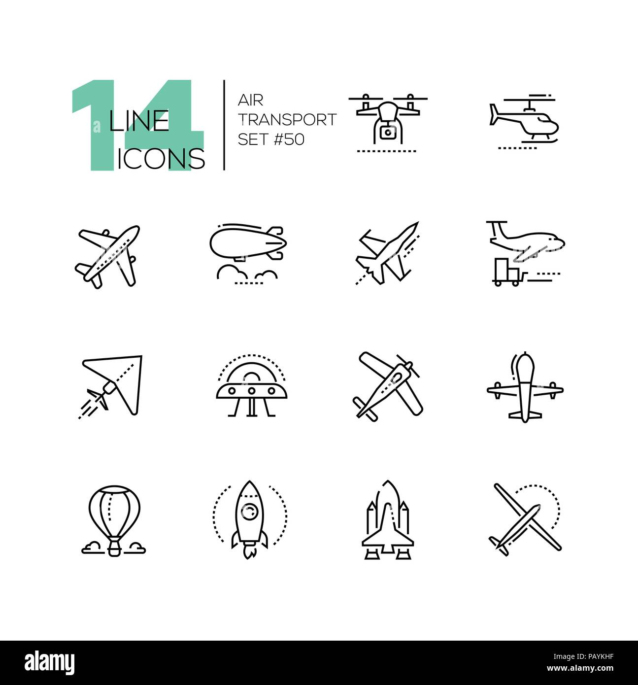 Air transport - thin line design icons set Stock Vector Image & Art - Alamy