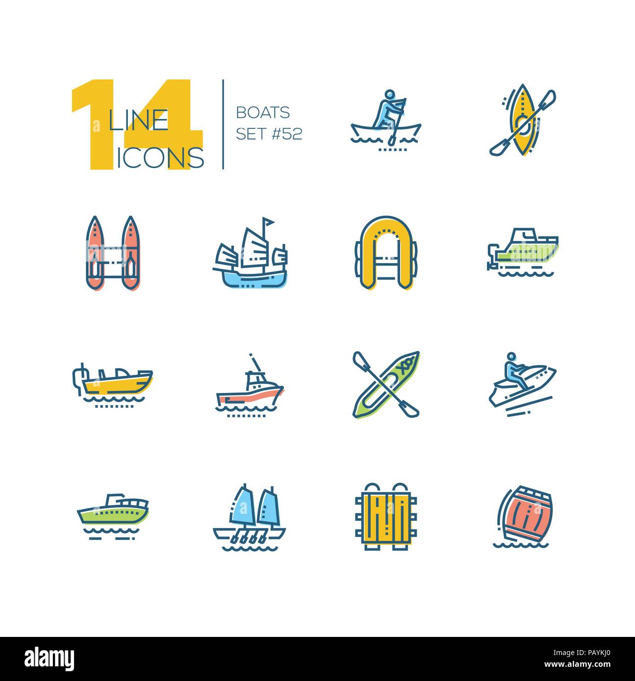 Boats - colorful thin line design icons set Stock Vector Image & Art ...