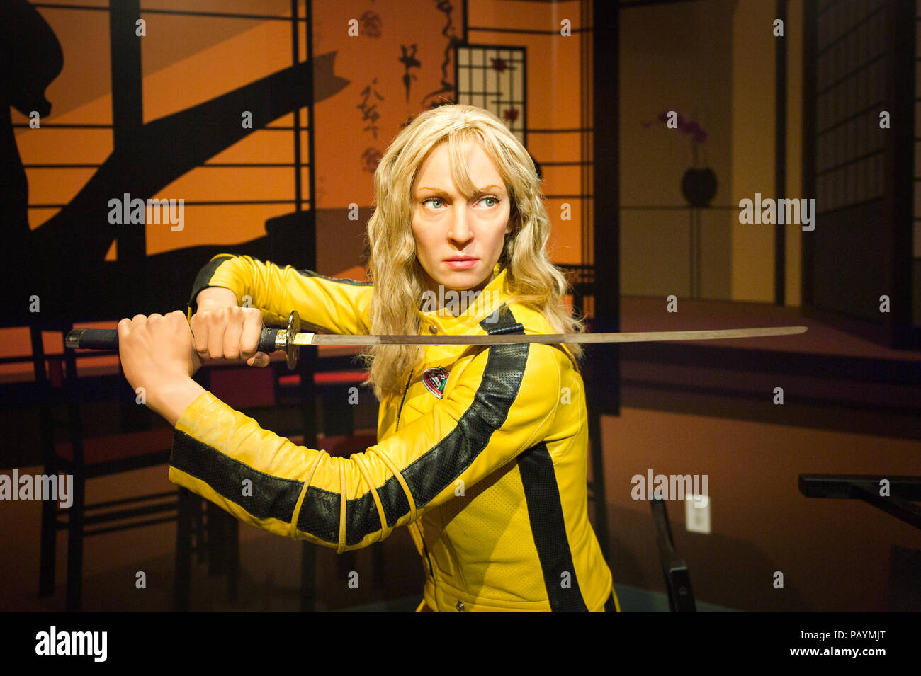 LOS ANGELES, USA - SEP 28, 2015: Uma Thurman as the Bride from Kill ...