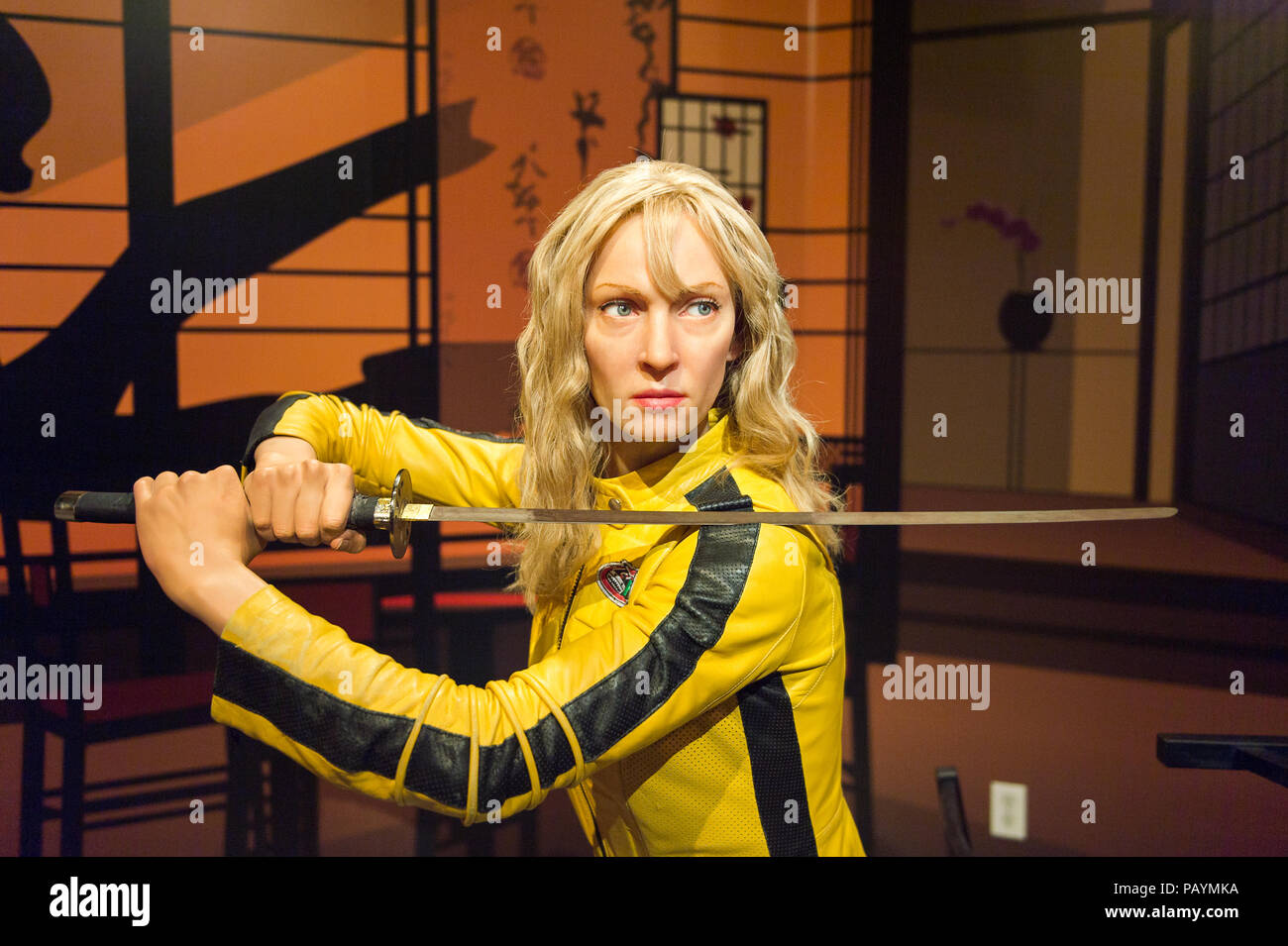 LOS ANGELES, USA - SEP 28, 2015: Uma Thurman as the Bride from Kill ...