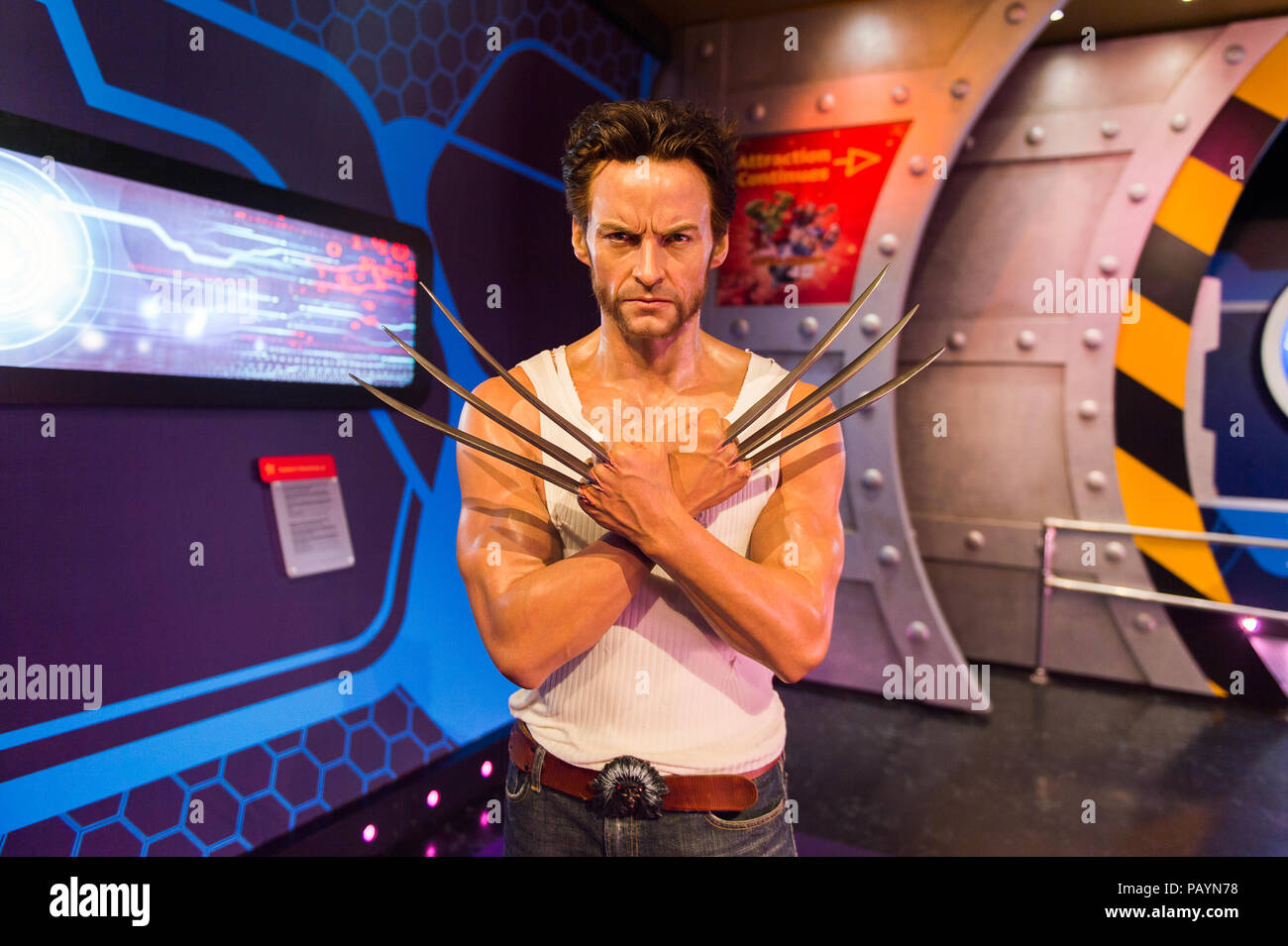LOS ANGELES, USA - SEP 28, 2015: Hugh Jackman as Wolverine in the ...