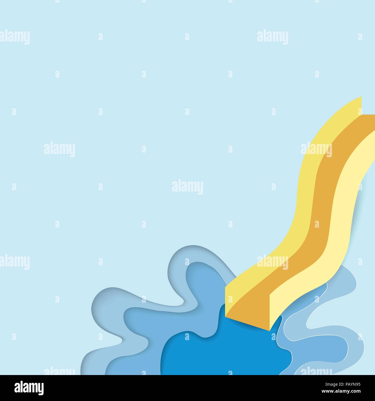 3D water splash summer abstract background with paper cut shapes design ...