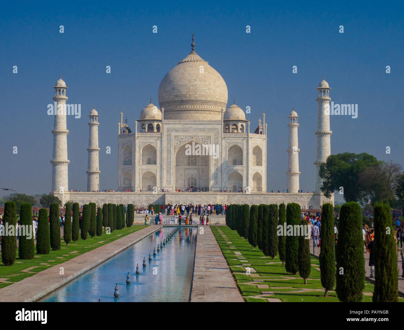 The Taj Mahal, the ivory-white marble mausoleum in the city of Agra ...