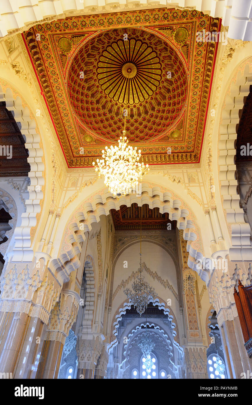 CASABLANCA, MOROCCO - SEP 1, 2015: Interior of Hassan II Mosque or ...