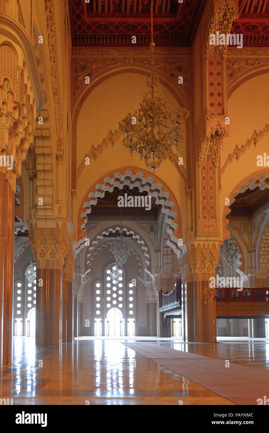 CASABLANCA, MOROCCO - SEP 1, 2015: Interior of Hassan II Mosque or ...