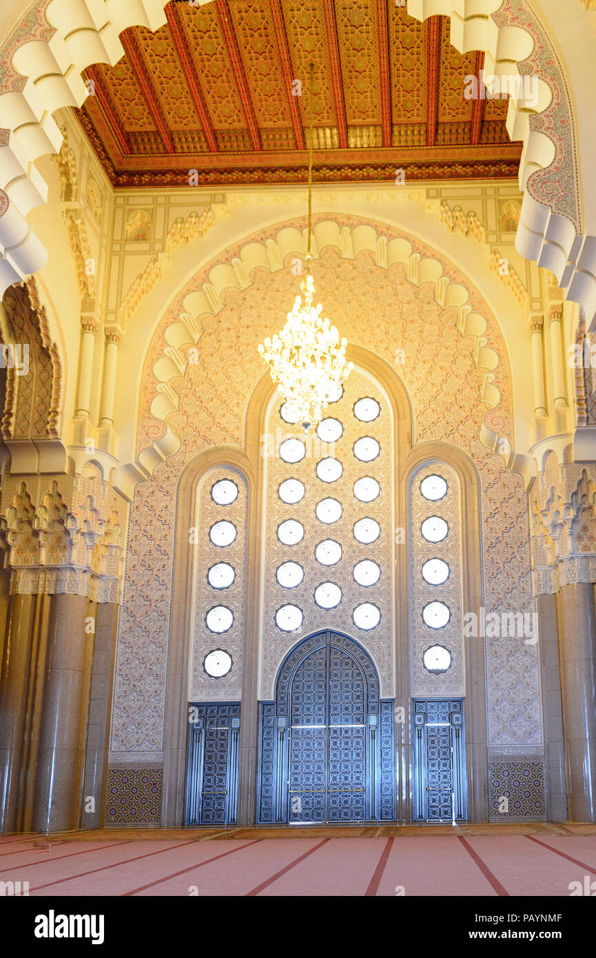 CASABLANCA, MOROCCO - SEP 1, 2015: Interior of Hassan II Mosque or ...