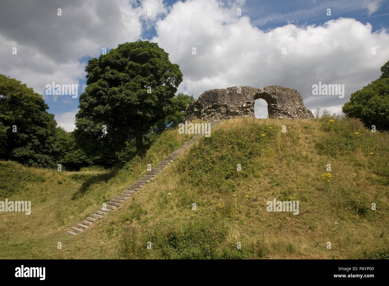 Mound with remains of Wiston castle in Wiston, Pembrokeshire Stock ...