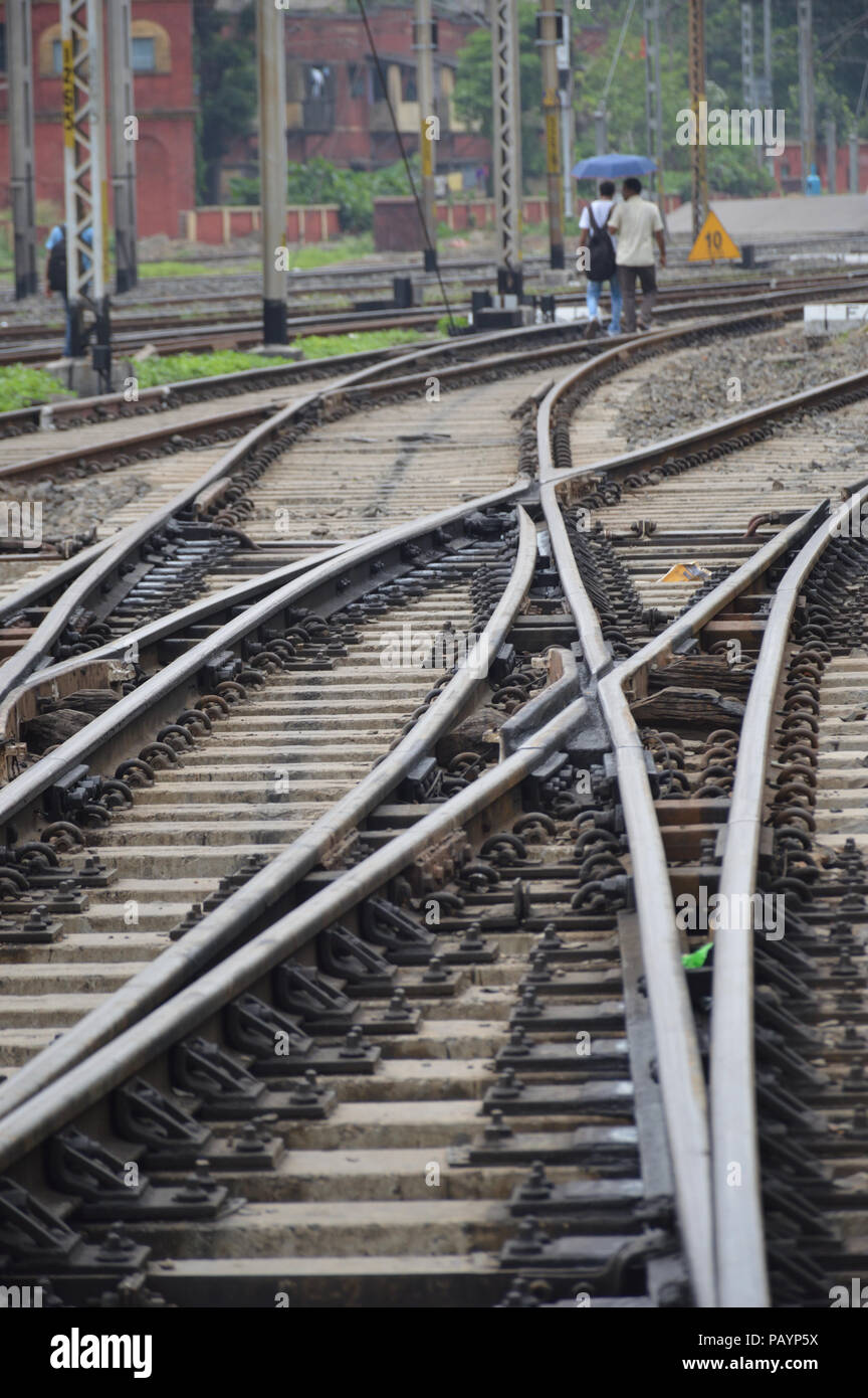 Railway track at Naihati junction railway station, West Bengal, India ...