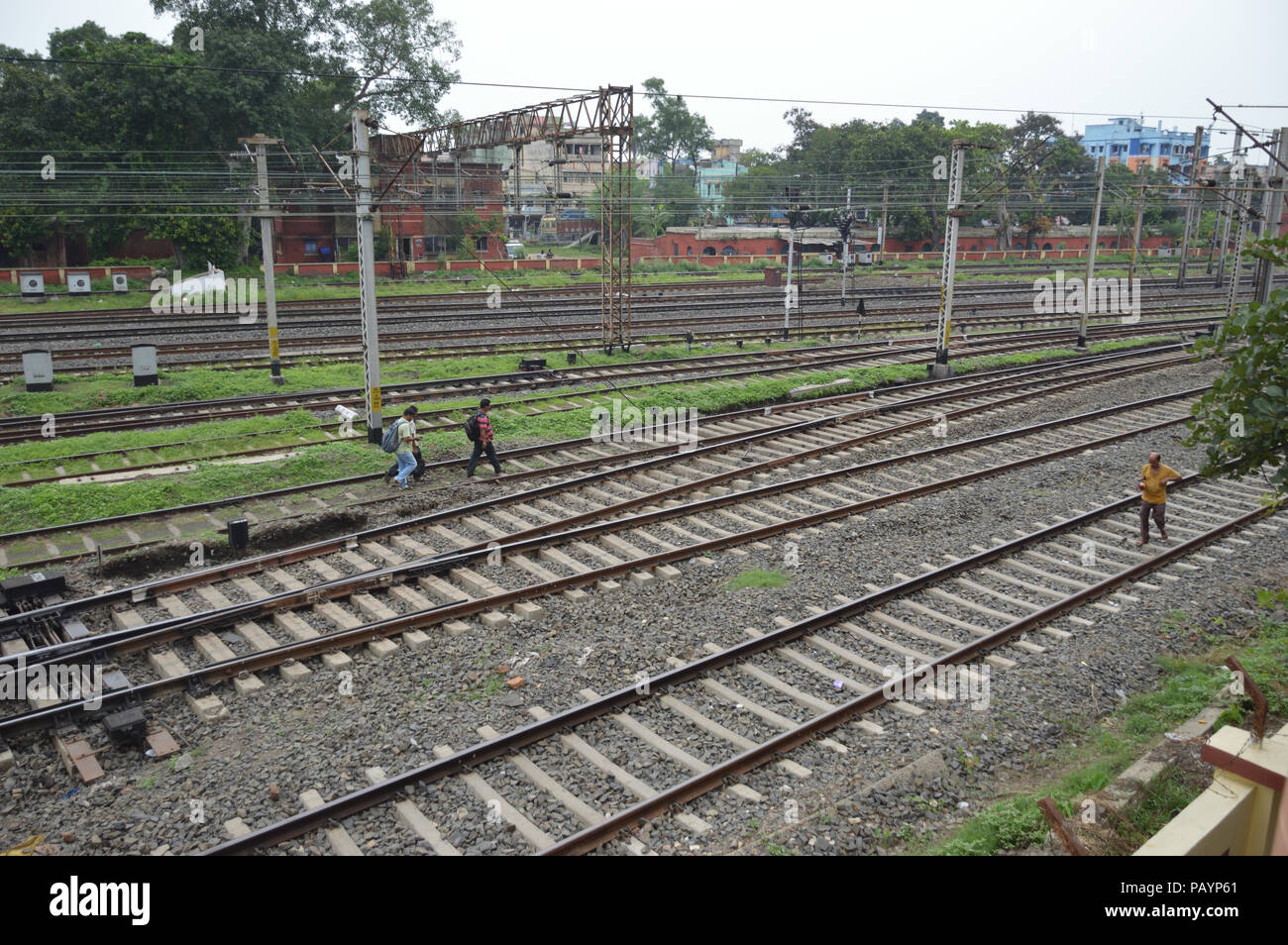 Railway track at Naihati junction railway station, West Bengal, India ...