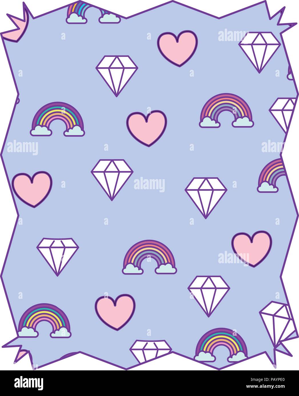 abstract frame with rainbow and diamonds pattern over background ...