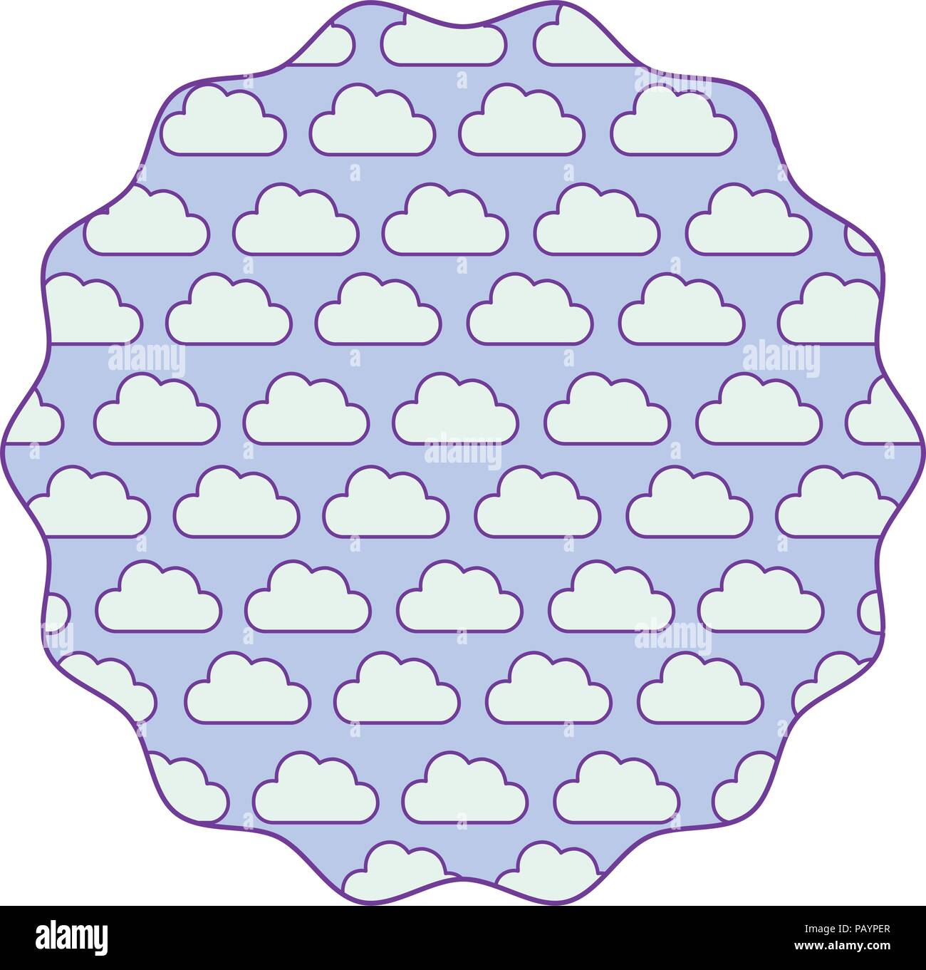 circular frame with clouds pattern over background, vector illustration ...