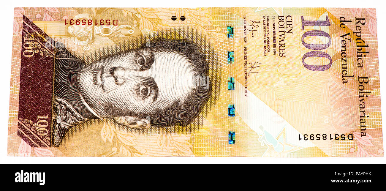 100 bolivar note hi-res stock photography and images - Alamy