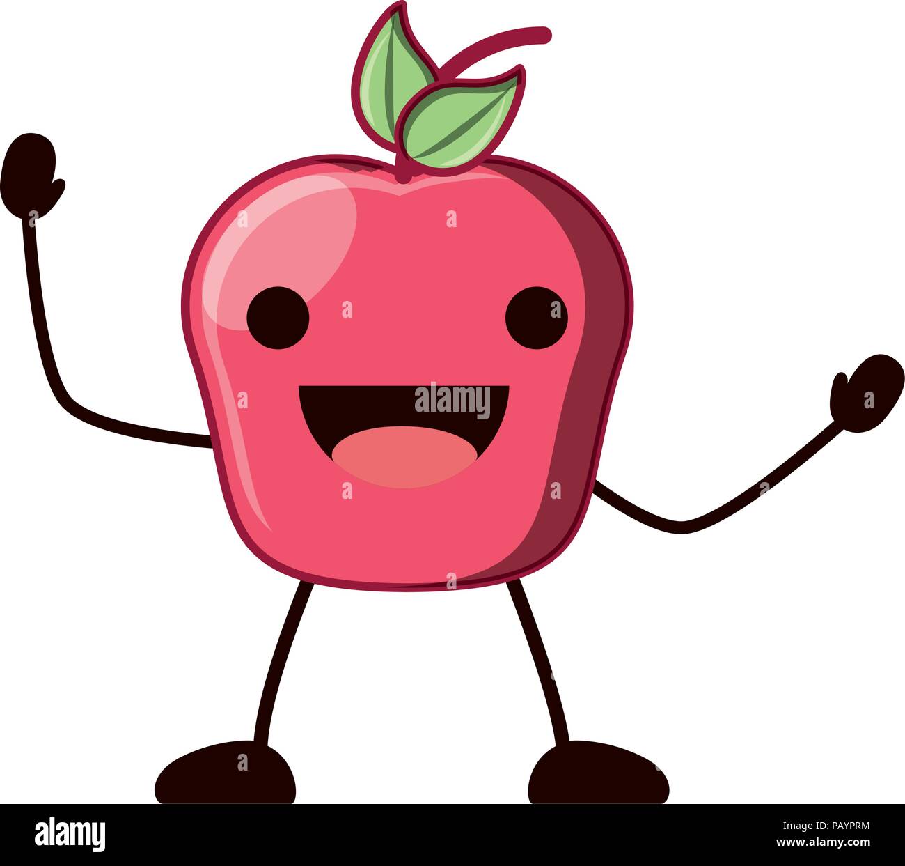 kawaii happy apple icon over white background, vector illustration ...