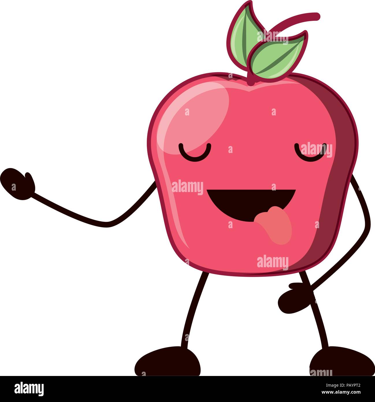 kawaii excited apple icon over white background, vector illustration ...
