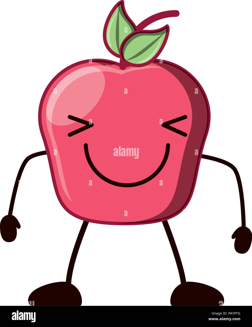 kawaii excited apple icon over white background, vector illustration ...