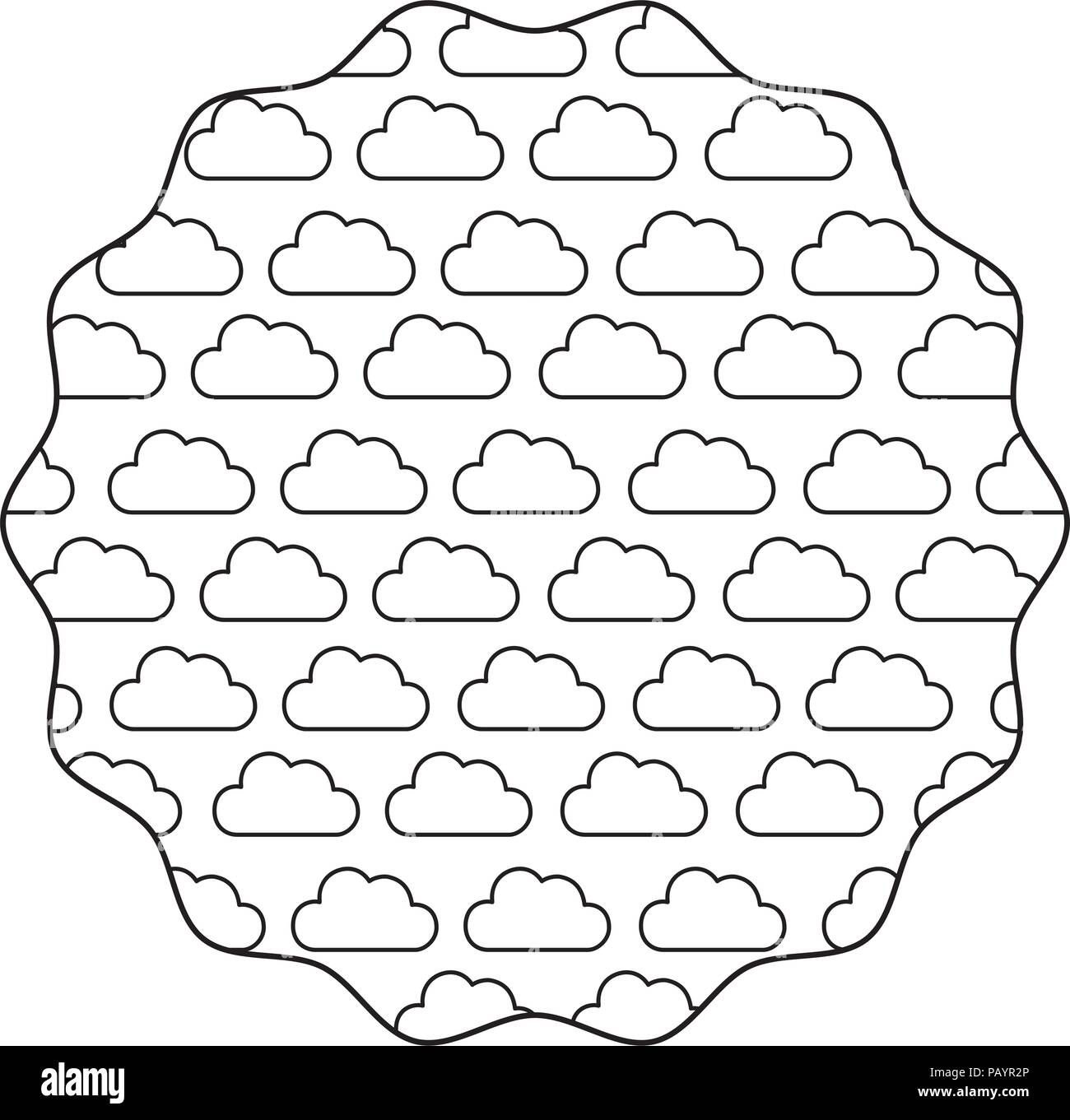 circular frame with clouds pattern over background, vector illustration ...