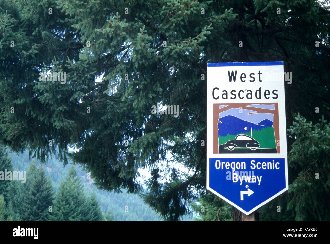 West Cascades Oregon Scenic Byway sign, Willamette National Forest ...