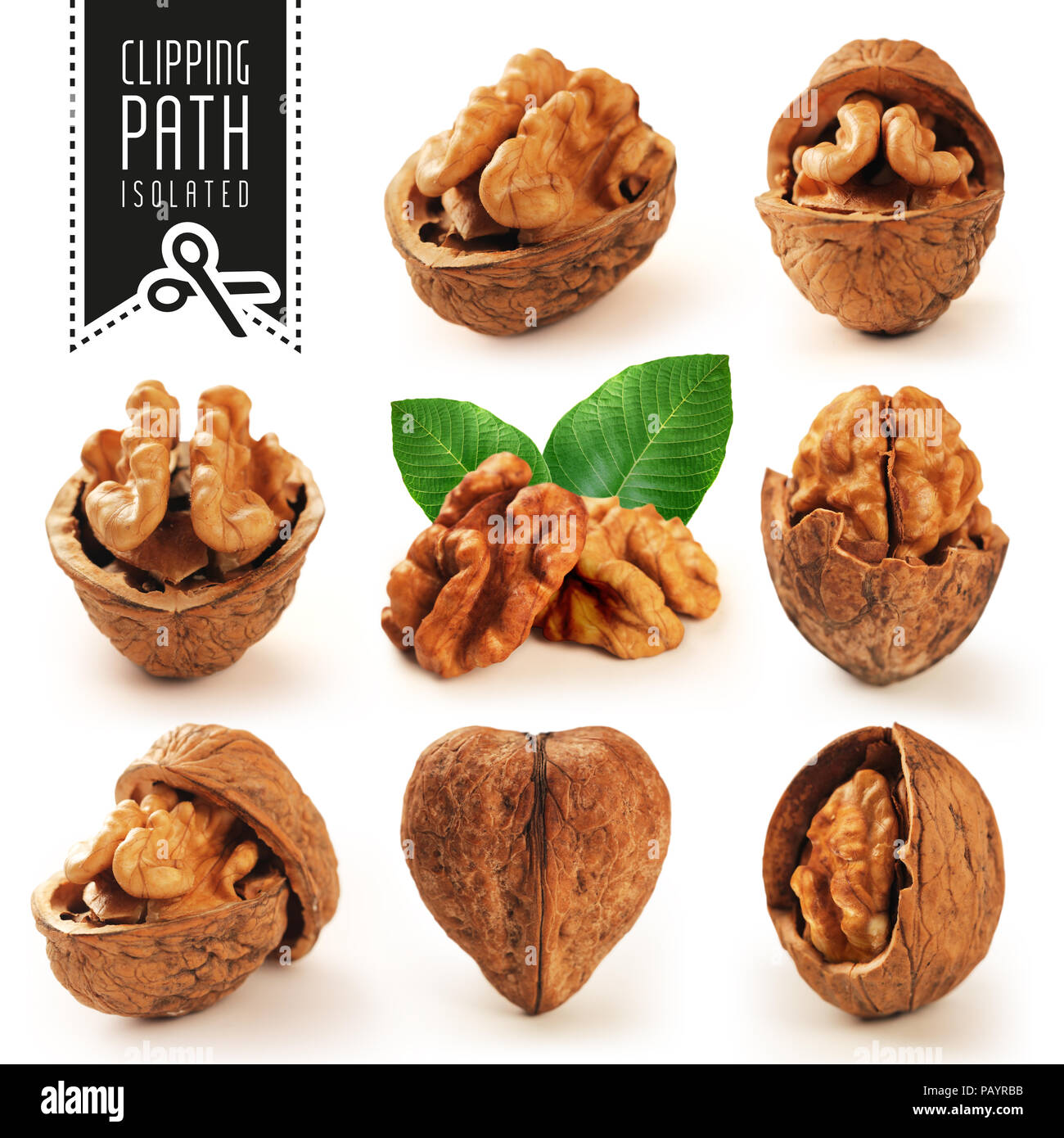 Walnut Set With Clipping Path Stock Photo - Alamy
