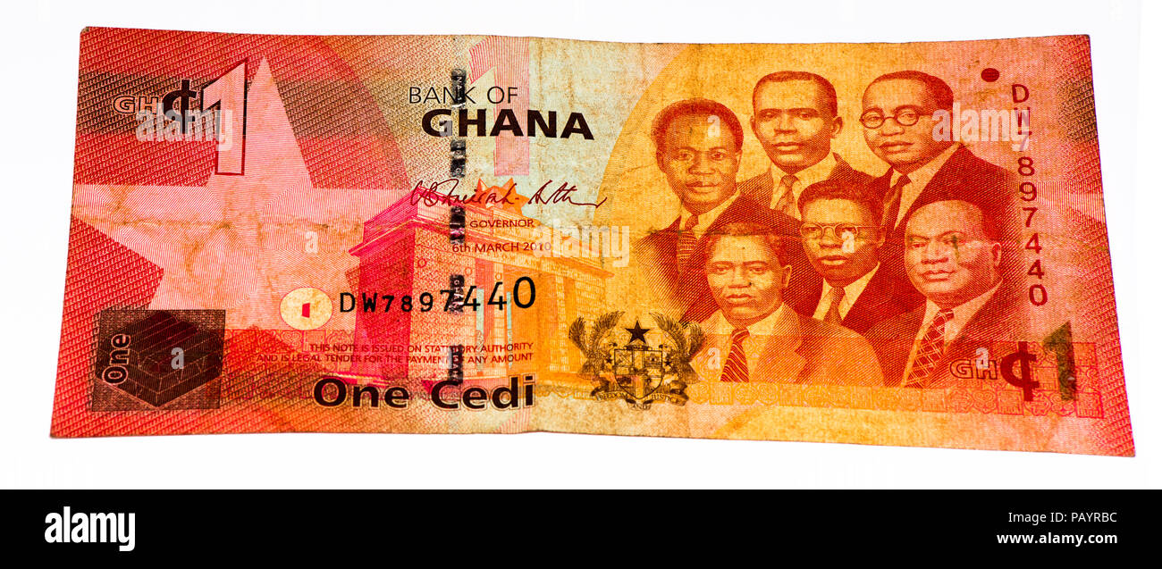 1 Ghana cedi bank note. Ghana cedi is the national currency of Ghana ...